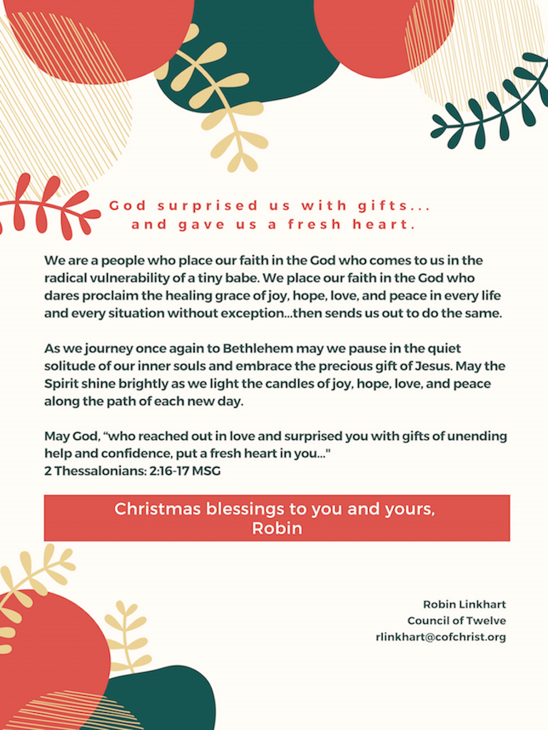 Christmas Greeting from Apostle Robin Linkhart – Chicago Mission Center